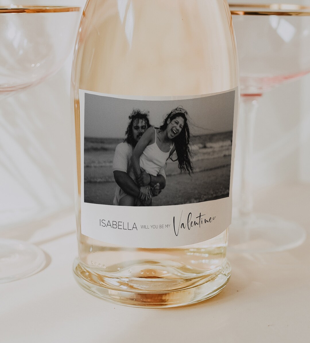Editable Valentine Wine Label Template – Custom Photo Champagne Label ...