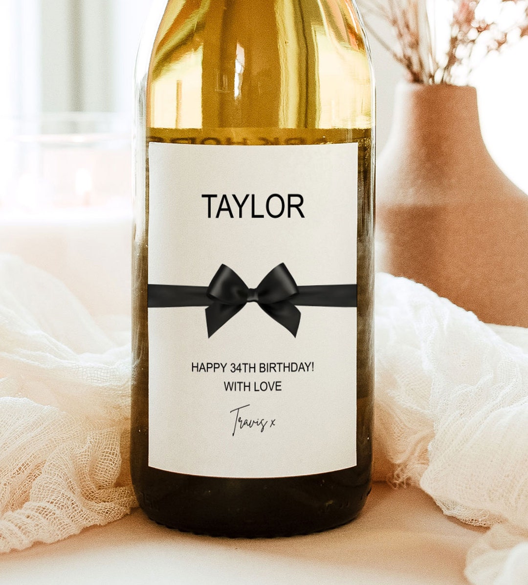 Customizable Birthday Wine Label Personalized Wine Lover Gift Printable ...