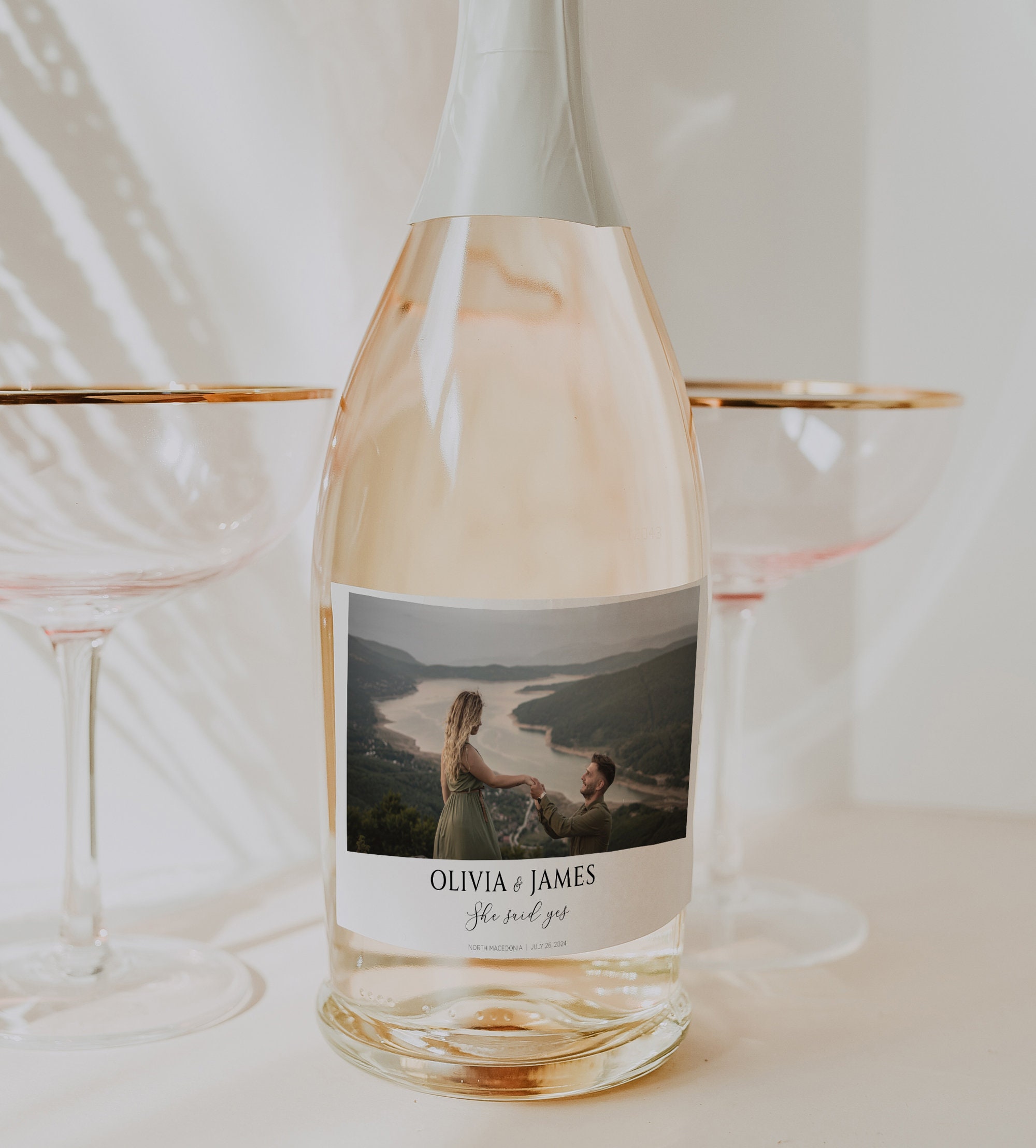 Editable Photo Champagne Label Template for Wedding Proposal, She Said ...