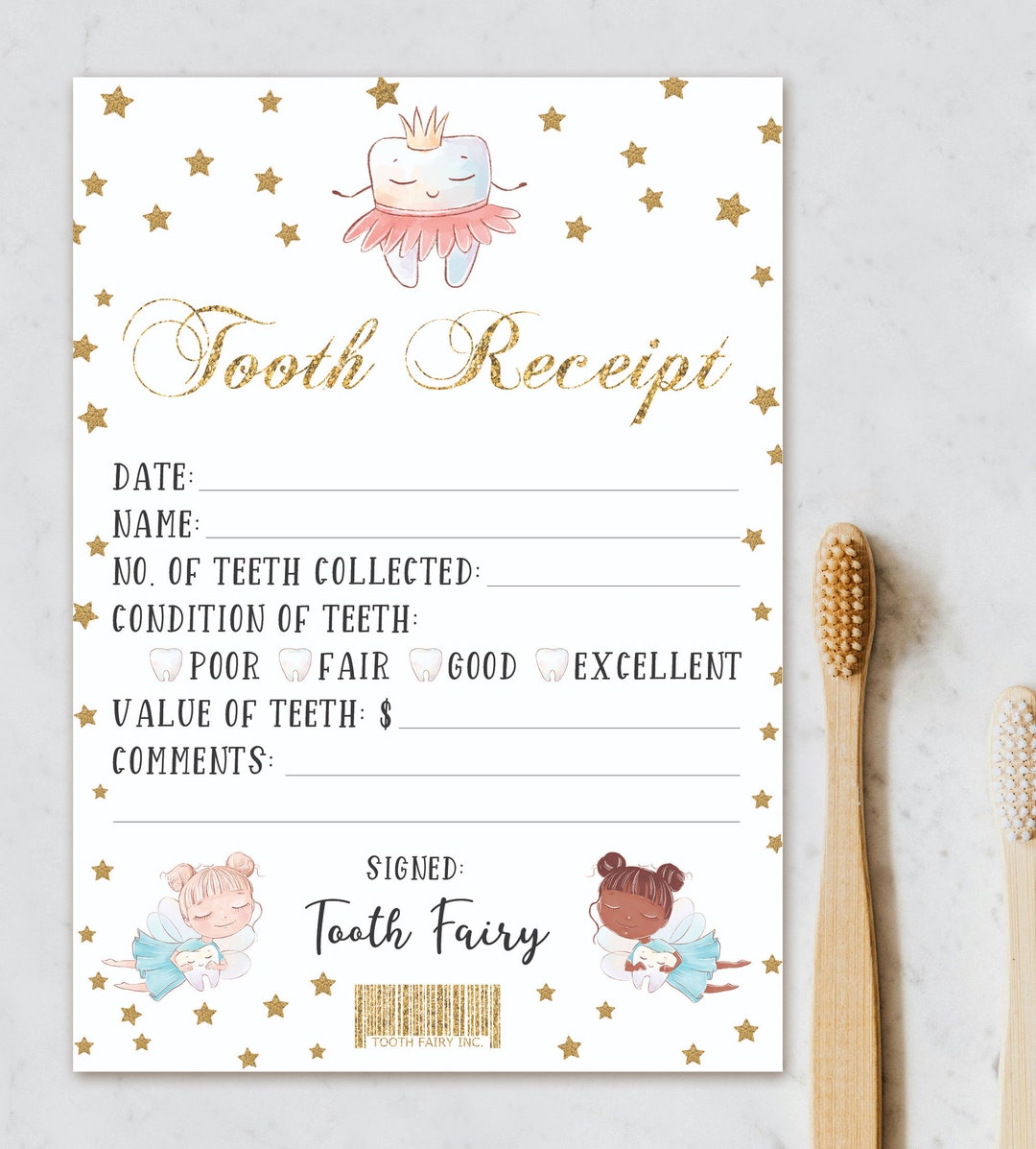 Printable Tooth Fairy Letter & Receipt for Girls | Cute Tooth Fairy ...