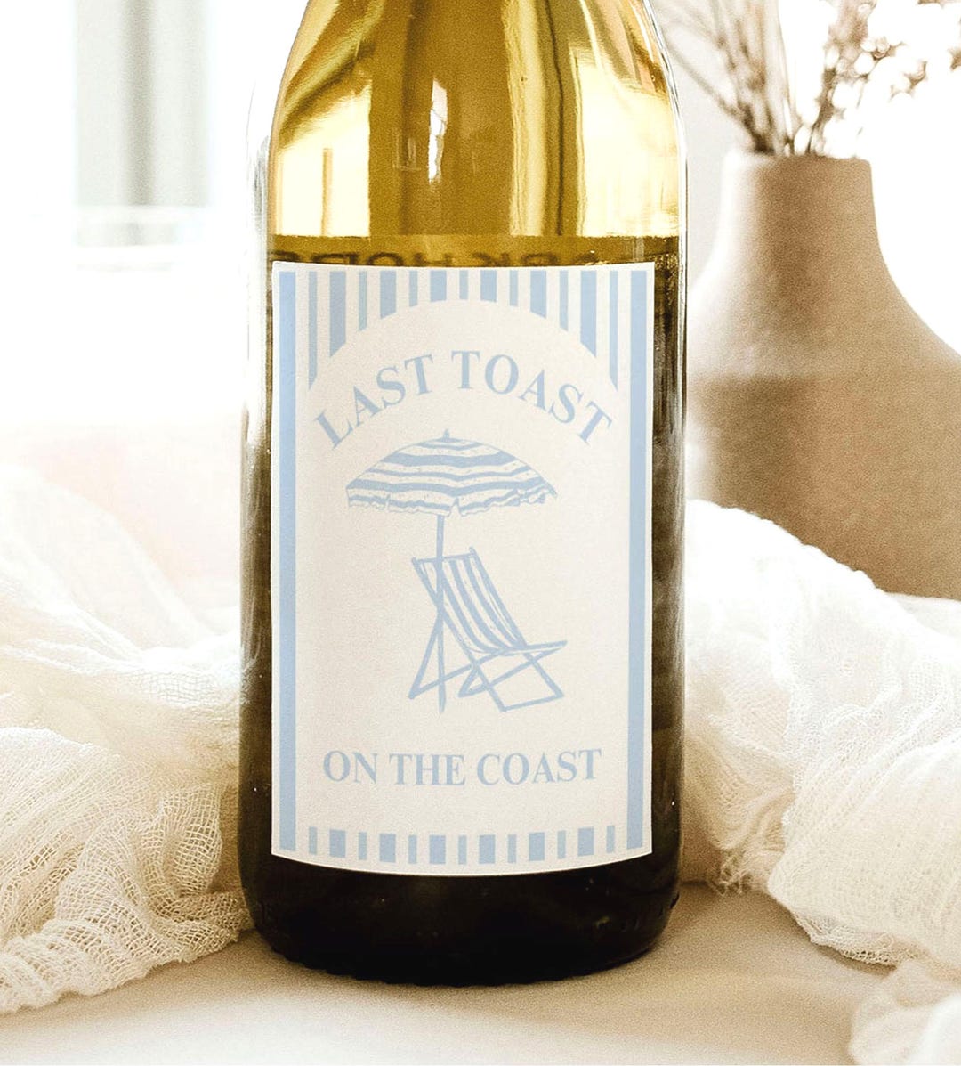 Last Toast on the Coast Bachelorette Wine Bottle Label, Coastal ...