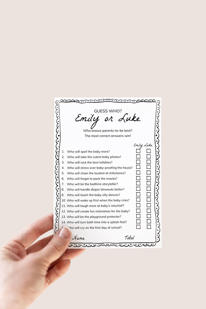 Editable Baby Shower Game | Guess Who Mommy or Daddy | Fun Baby Shower ...