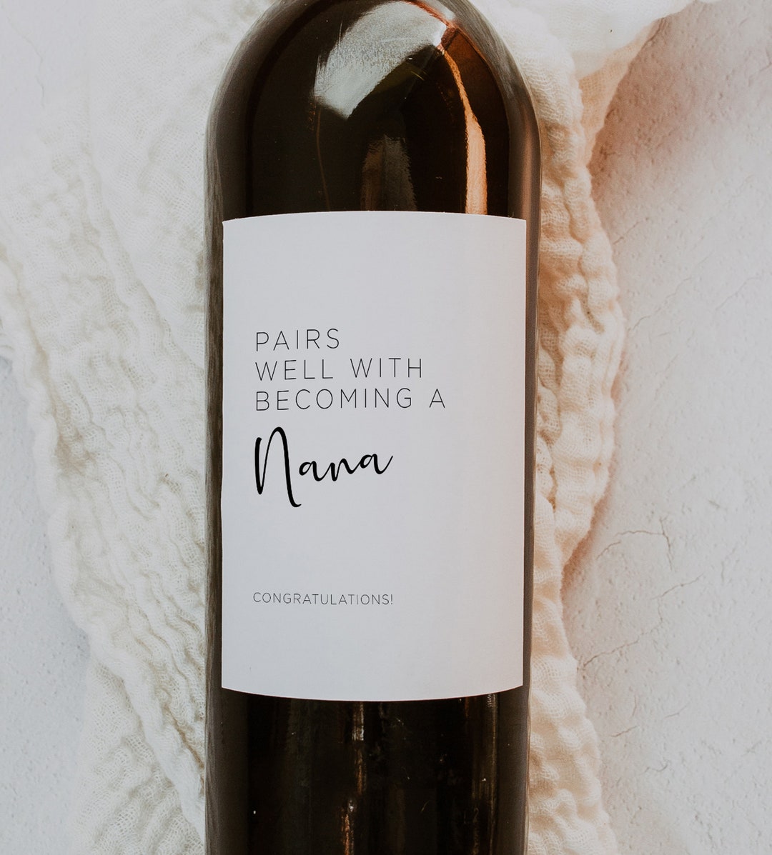 Printable New Nana Wine Label Baby Announcement Wine Bottle Labels ...