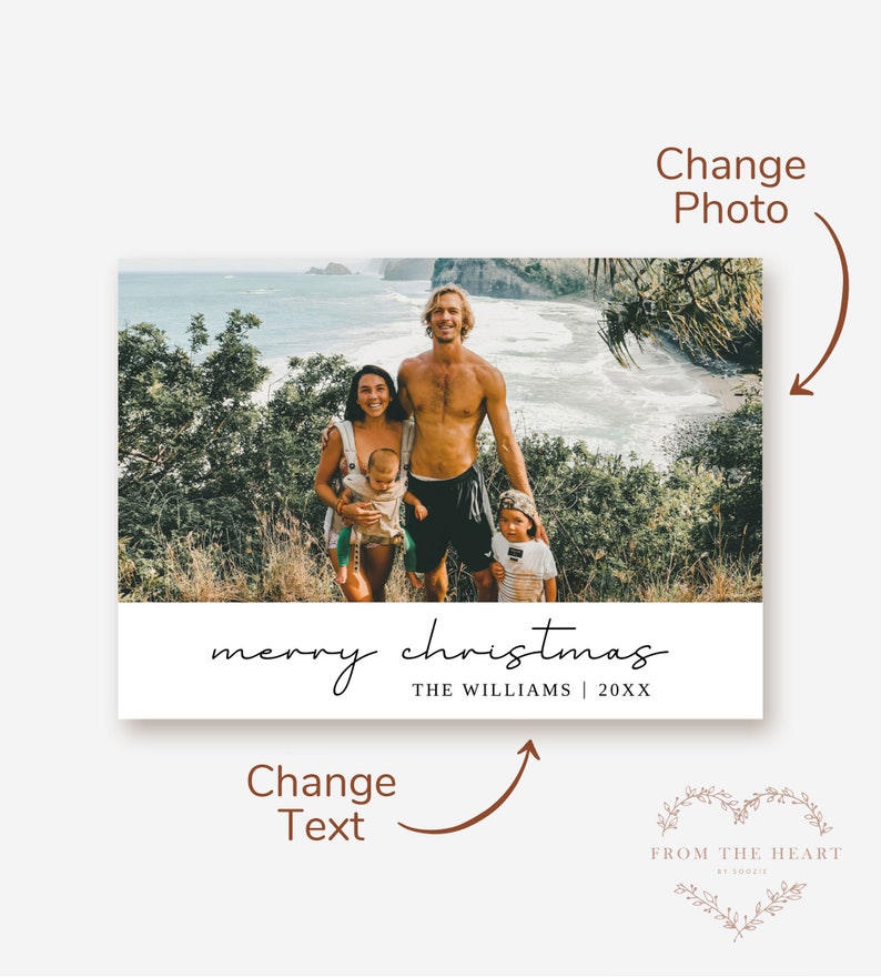 Editable Holiday Photo Card Template | Custom Christmas Family Card ...