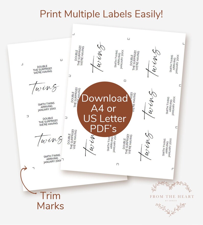 Editable Twin Pregnancy Announcement Wine Labels – Customizable ...
