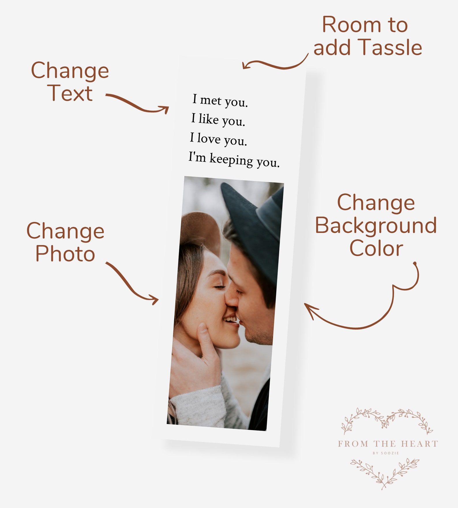 Editable Valentines Day Photo Bookmark Template, Valentines Day Gift ...