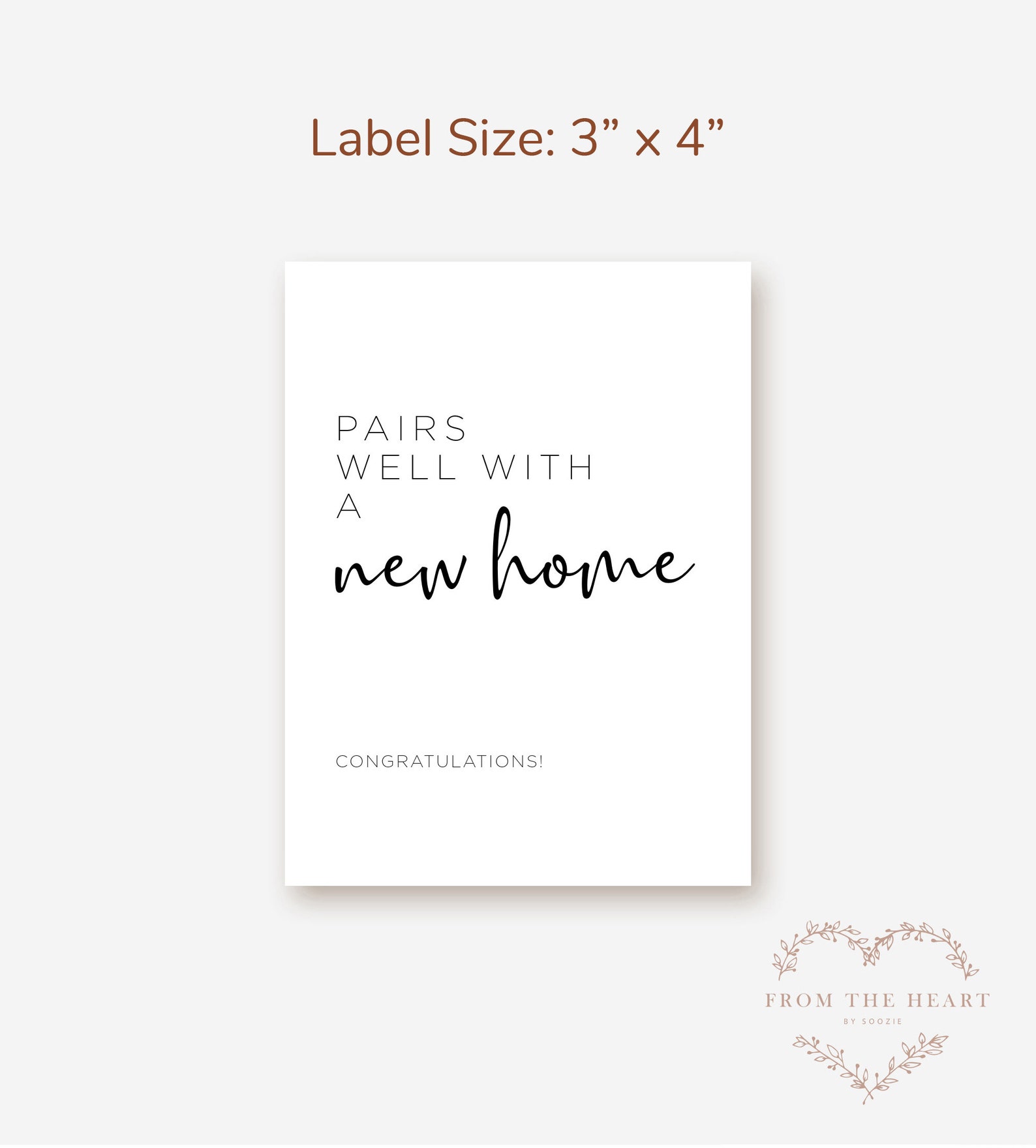 Printable "pairs Well With a New Home" Wine Label - Housewarming Gift ...