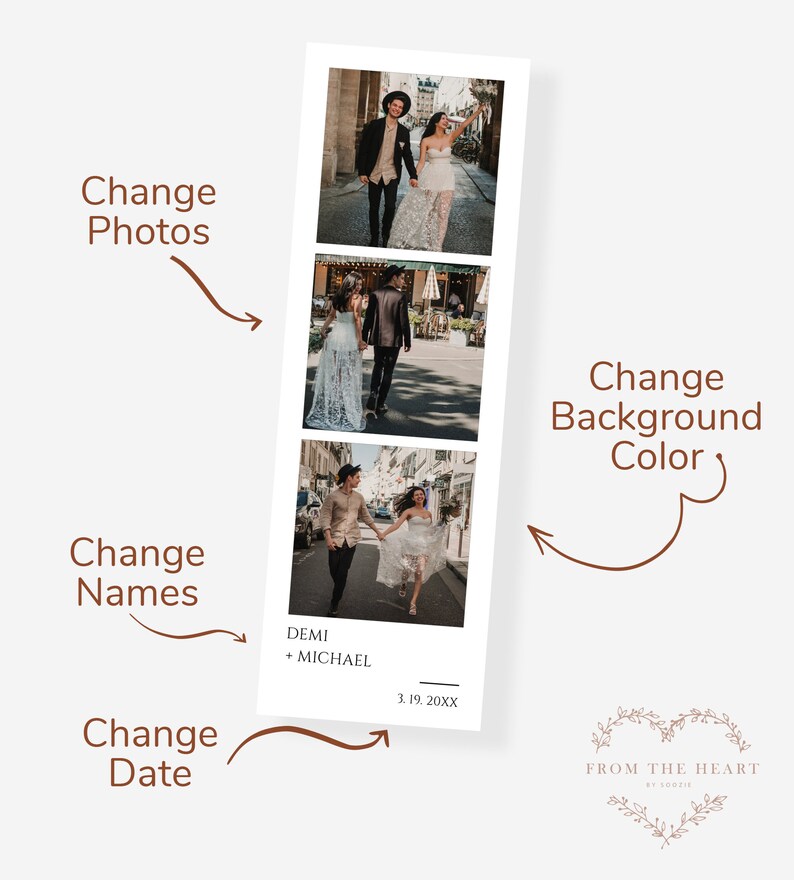 Editable Wedding Photo Booth Strip Template, 2x6 Photo Booth Template ...