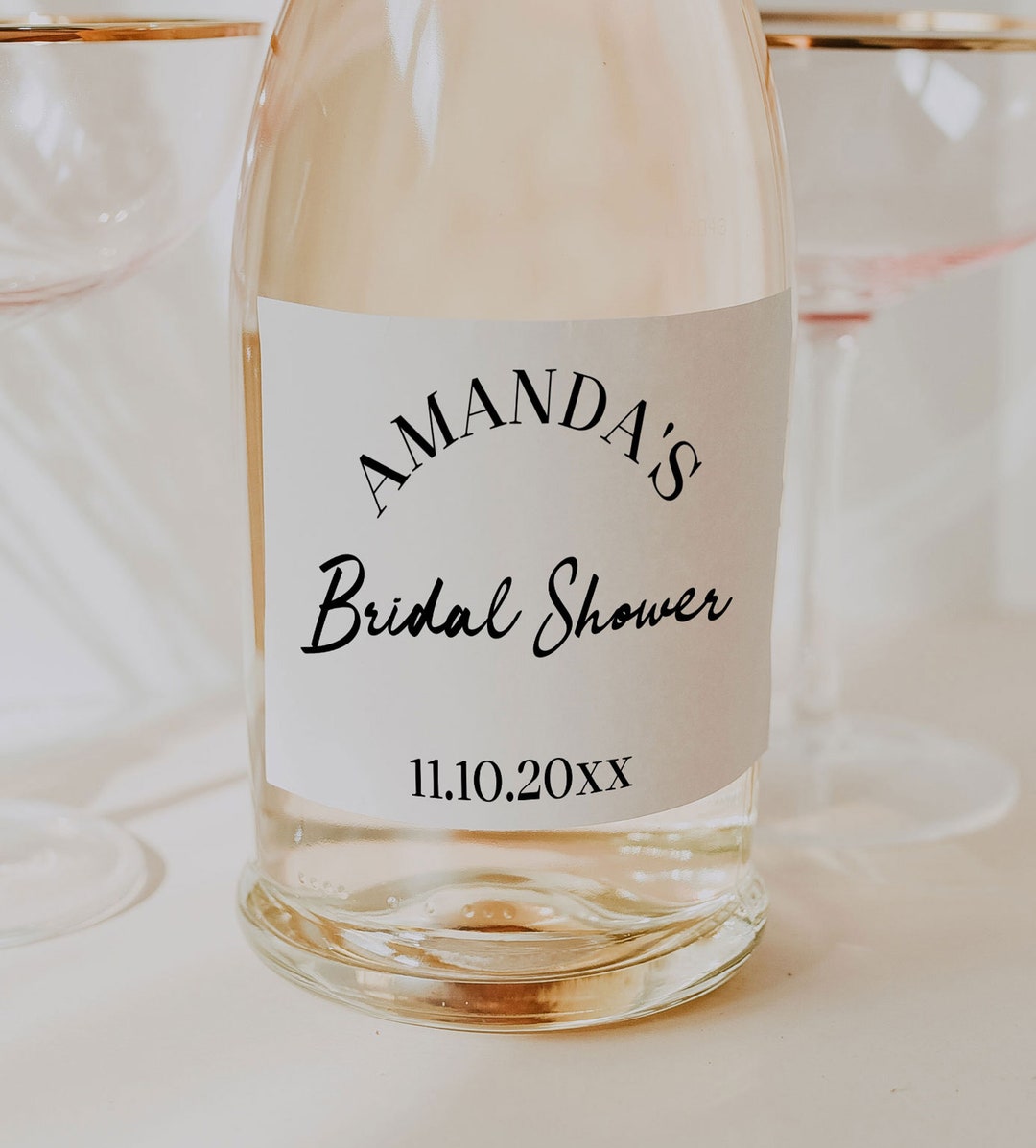 Bridal Shower Champagne Label Template, Editable Champagne Sticker ...