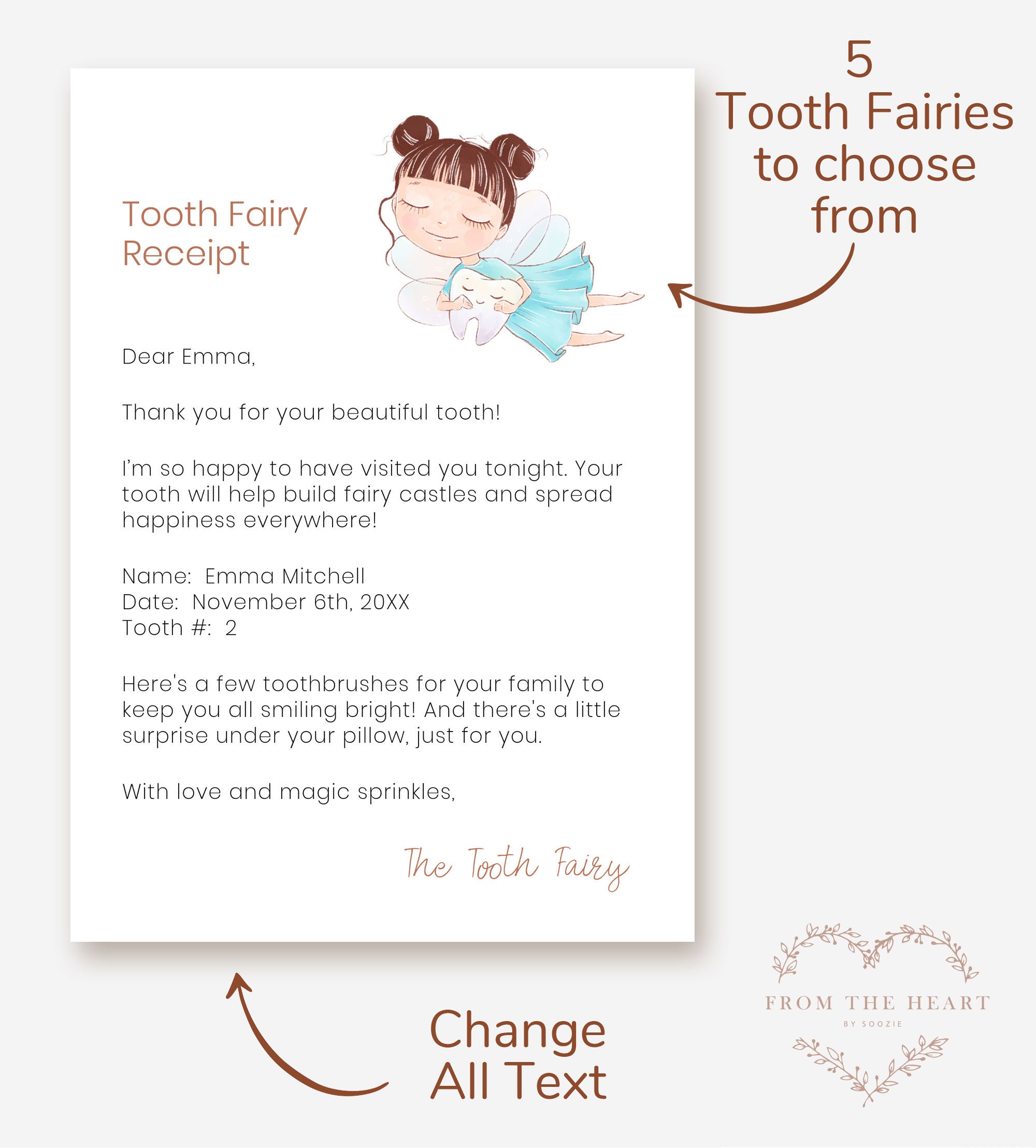 Tooth Fairy Receipt Printable Letter Editable Template, Tooth Fairy ...