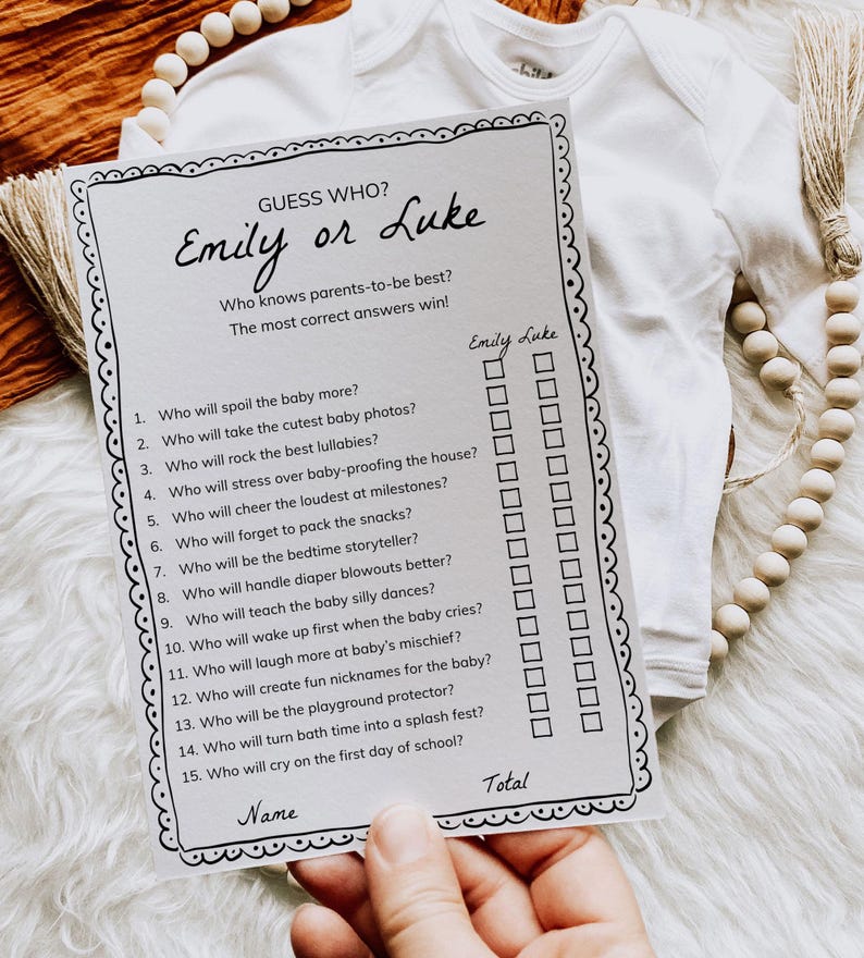 Editable Baby Shower Game | Guess Who Mommy or Daddy | Fun Baby Shower ...