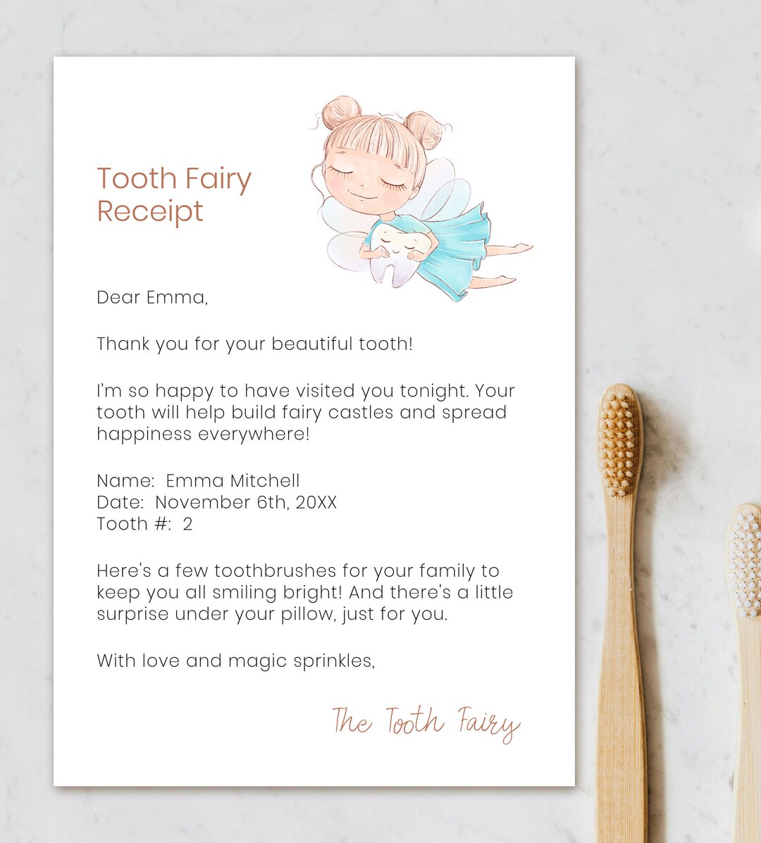 Tooth Fairy Receipt Printable Letter Editable Template, Tooth Fairy ...