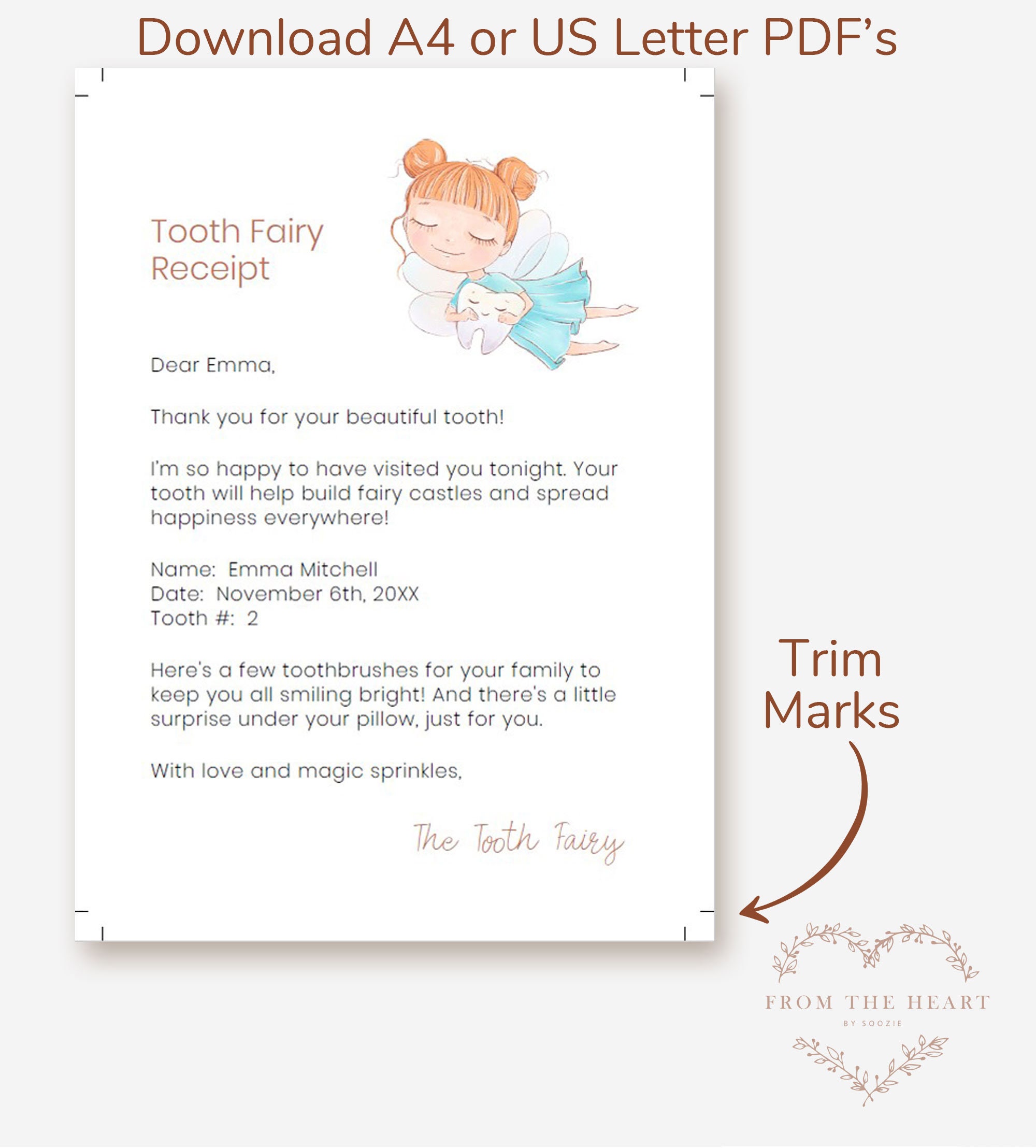 Tooth Fairy Receipt Printable Letter Editable Template, Tooth Fairy ...