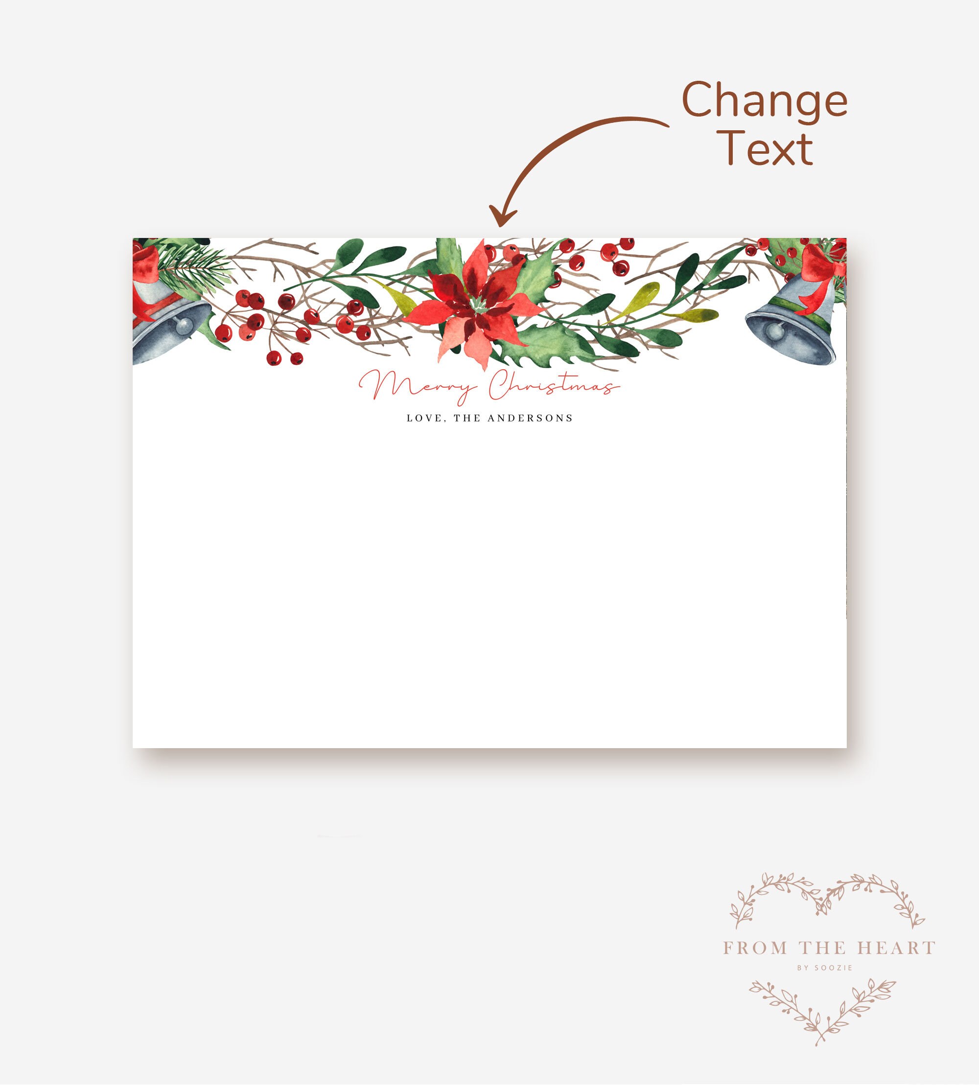 Editable Christmas Note Card, Holiday Name Card Template, Printable ...