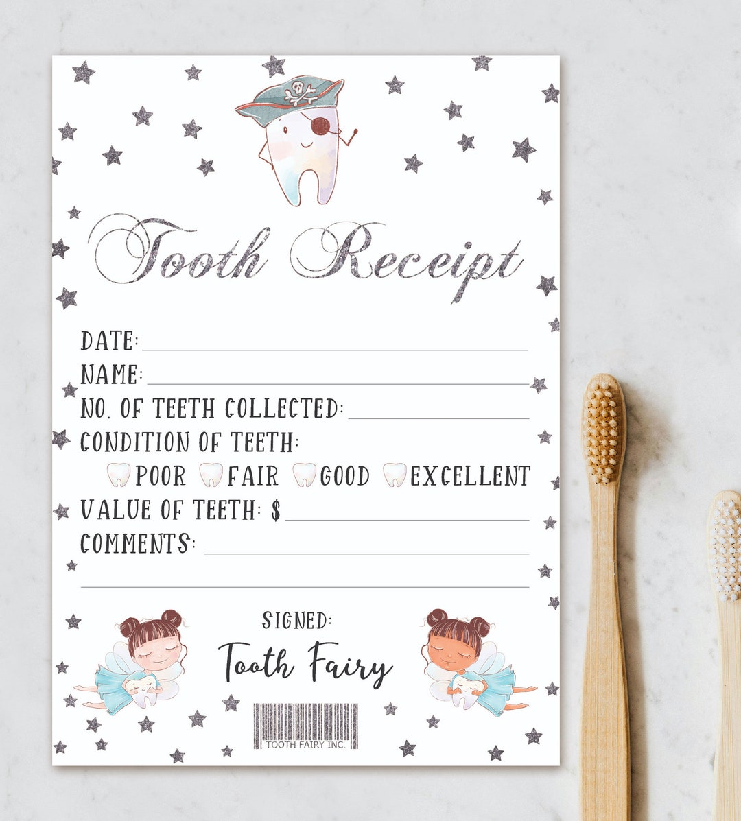 Boys Tooth Fairy Receipt, Tooth Fairy Letter, Tooth Fairy Receipt ...