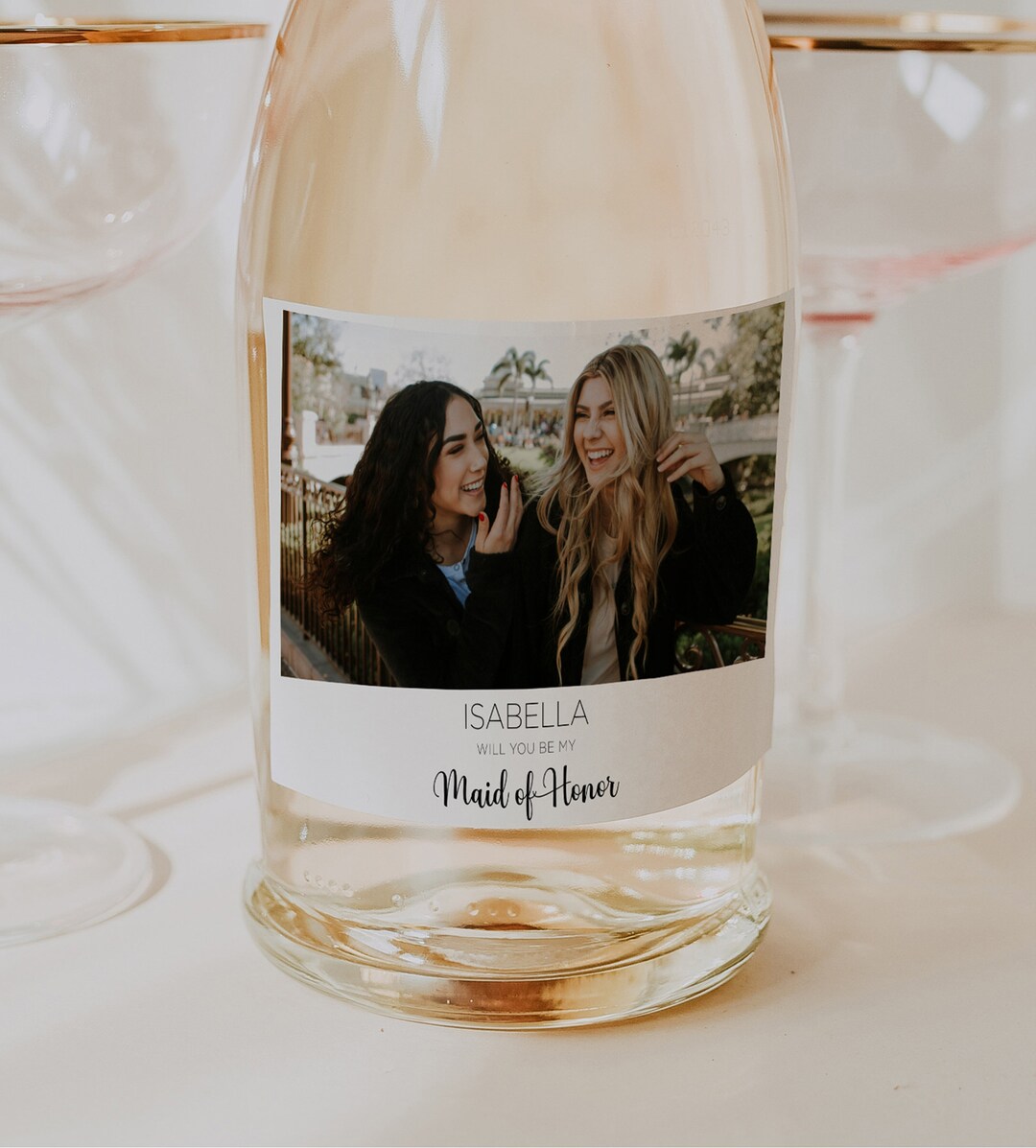 Maid of Honor Proposal Wine Label – Photo Champagne Label Template ...