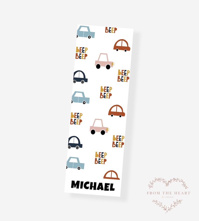 Editable Cute Car Printable Name Bookmark Template, Bookmark Template ...
