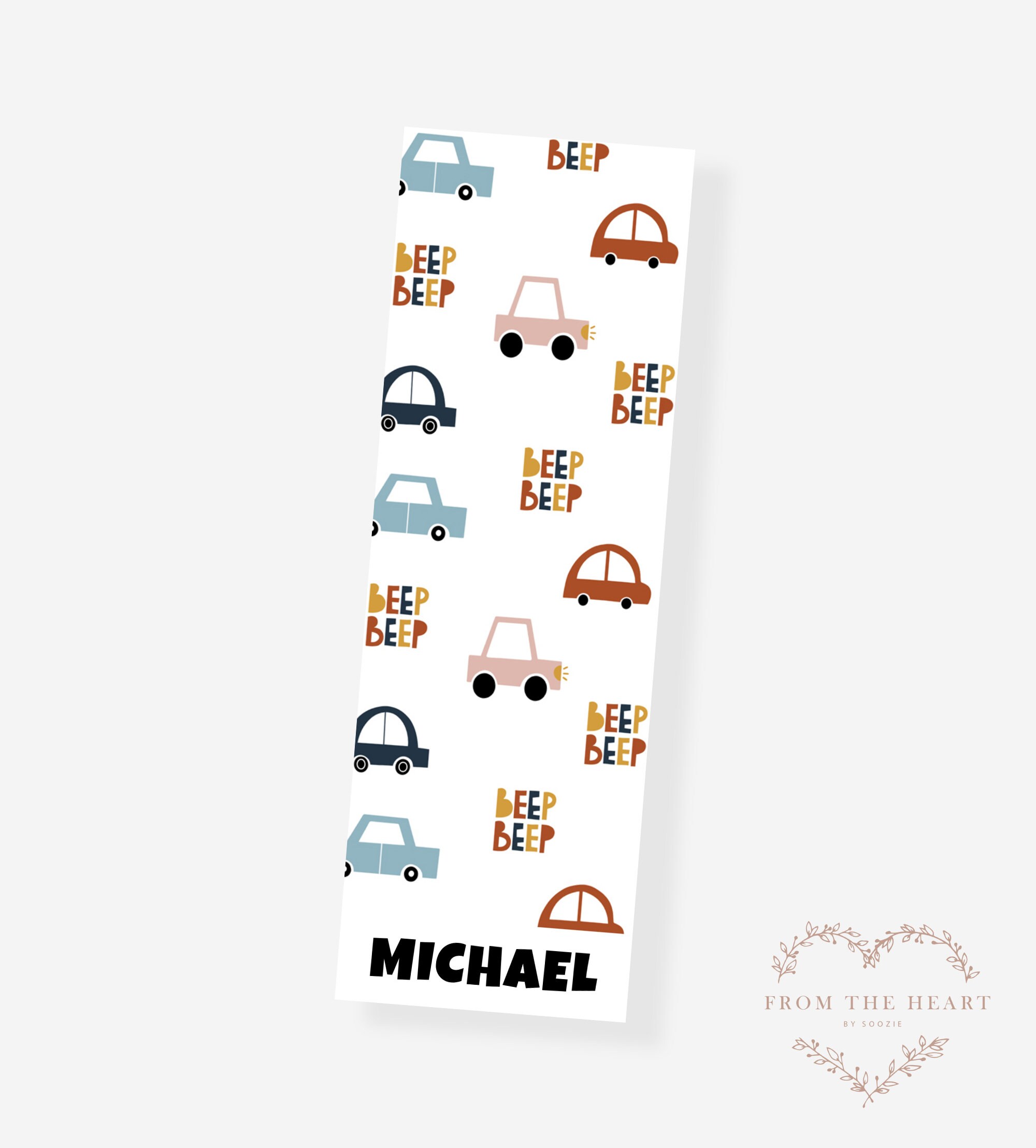 Editable Cute Car Printable Name Bookmark Template, Bookmark Template ...