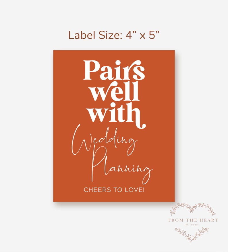 Printable "pairs Well With Wedding Planning" Wine Label - Cheers to ...