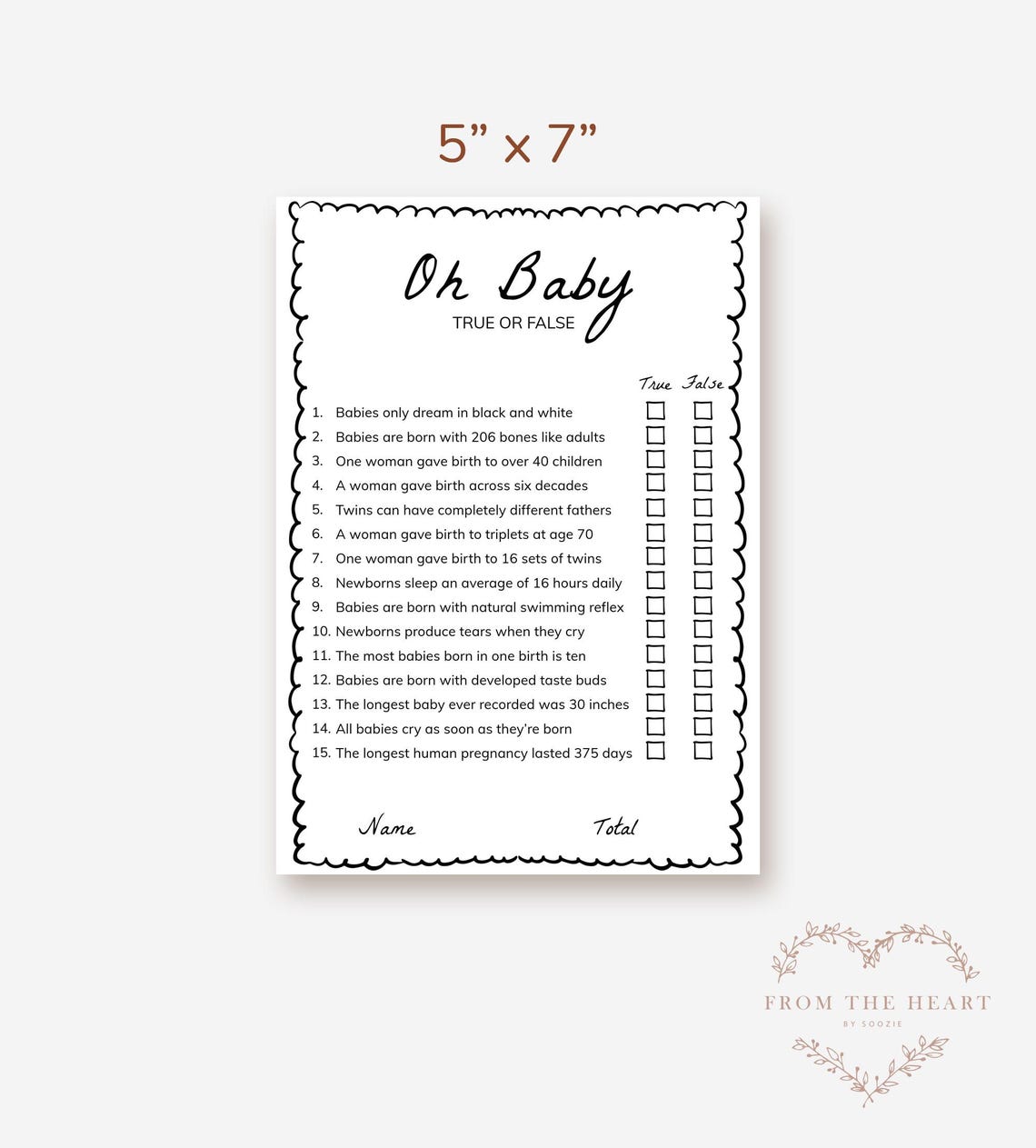 Baby Shower True or False Game Printable, Fun Trivia Quiz, Gender ...