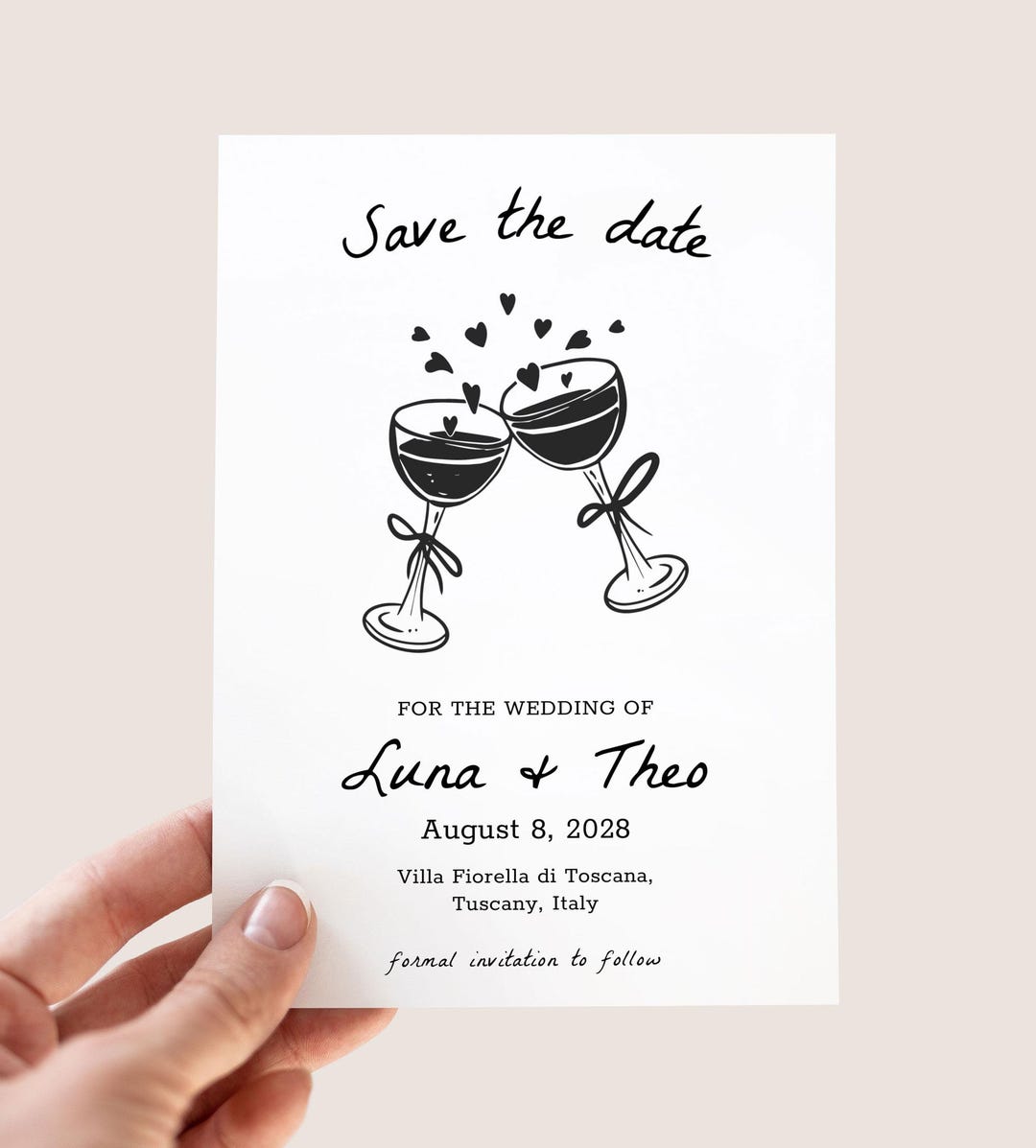 Handwritten Save the Date Custom Template Save Our Date Card Whimsical ...