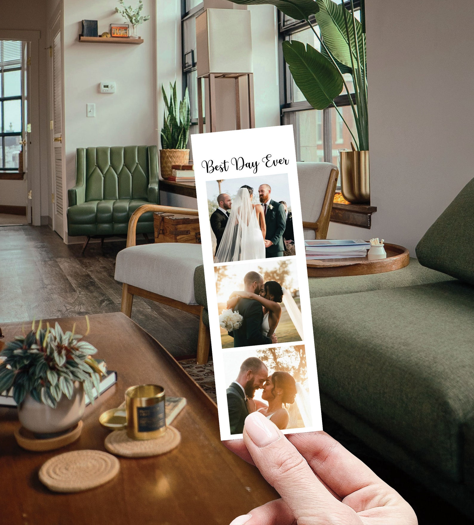 Editable Wedding Photo Strip Bookmark Template Printable, Wedding ...