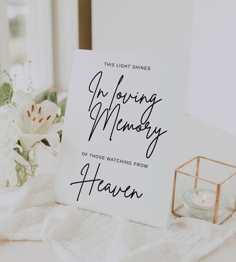Memory Table Sign in Loving Memory Wedding Sign Forever in Our Hearts ...