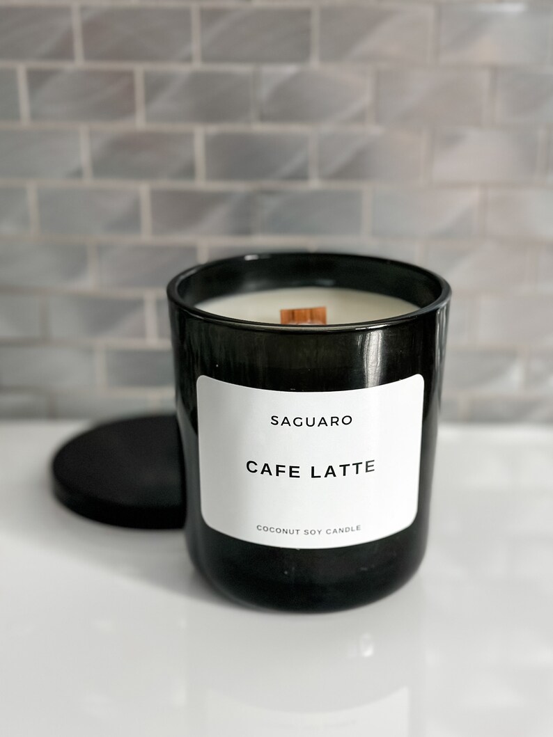 Cafe Latte Candle Coconut Soy Wax Candle Wood Wick Candle 13 Oz. Candle ...