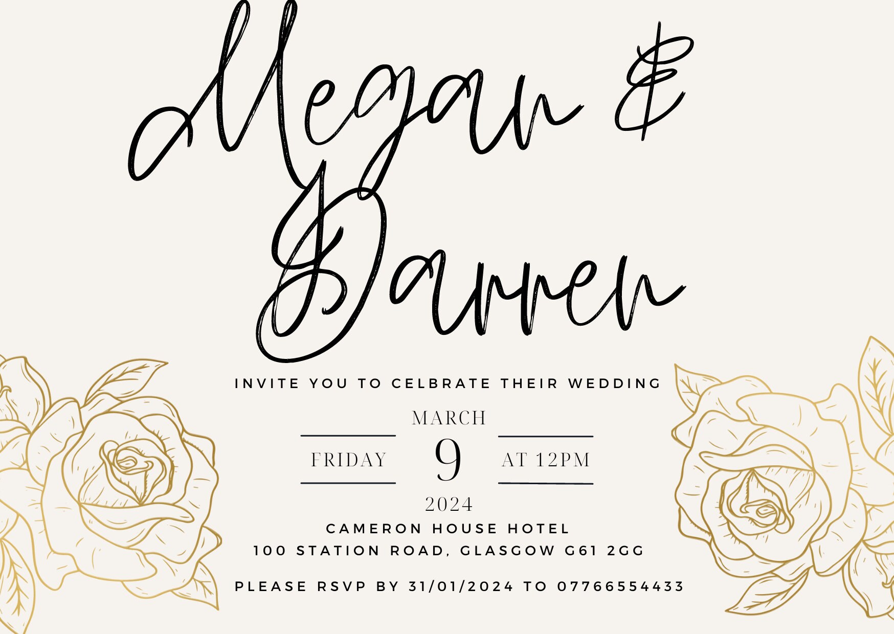 Digital Simplistic Wedding Card Bundle - Natural/beige/cream/gold ...