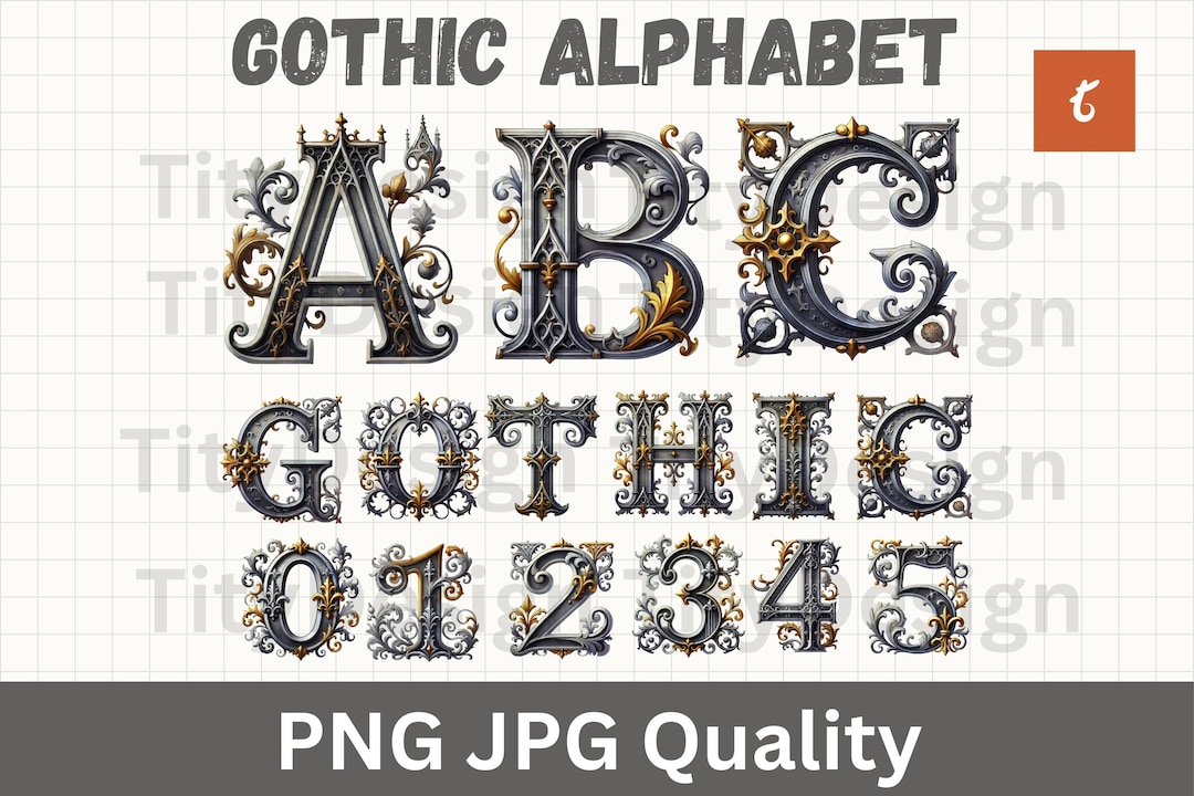 Gothic Letter - Gothic Alphabet - Gothic Floral Monogram - Halloween ...