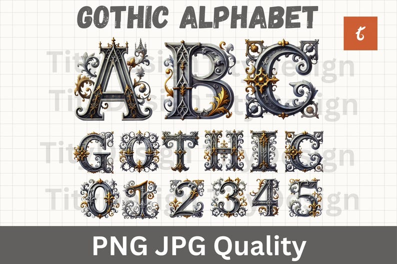 Gothic Letter - Gothic Alphabet - Gothic Floral Monogram - Halloween ...