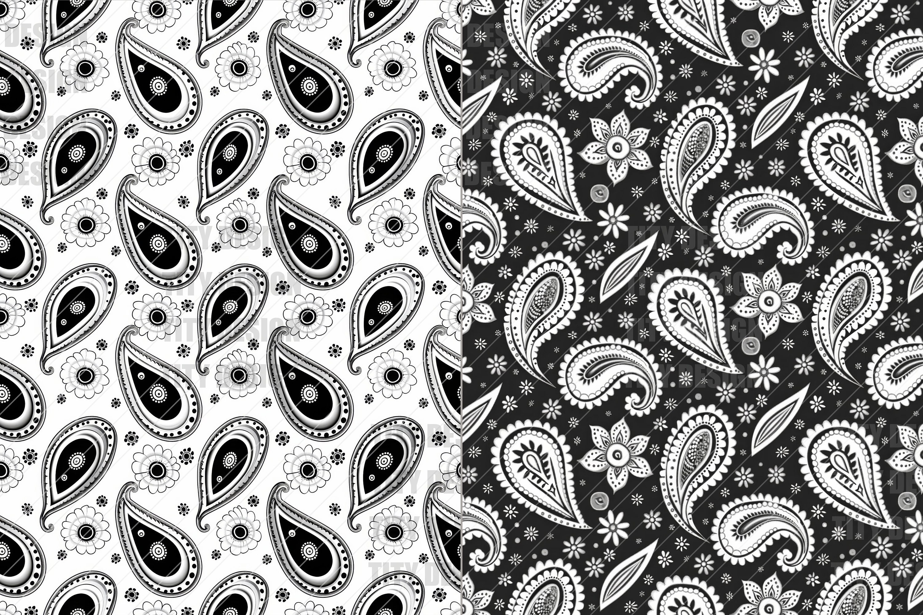 Paisley Bandana Seamless Pattern - Vintage Biker Design - Digital ...