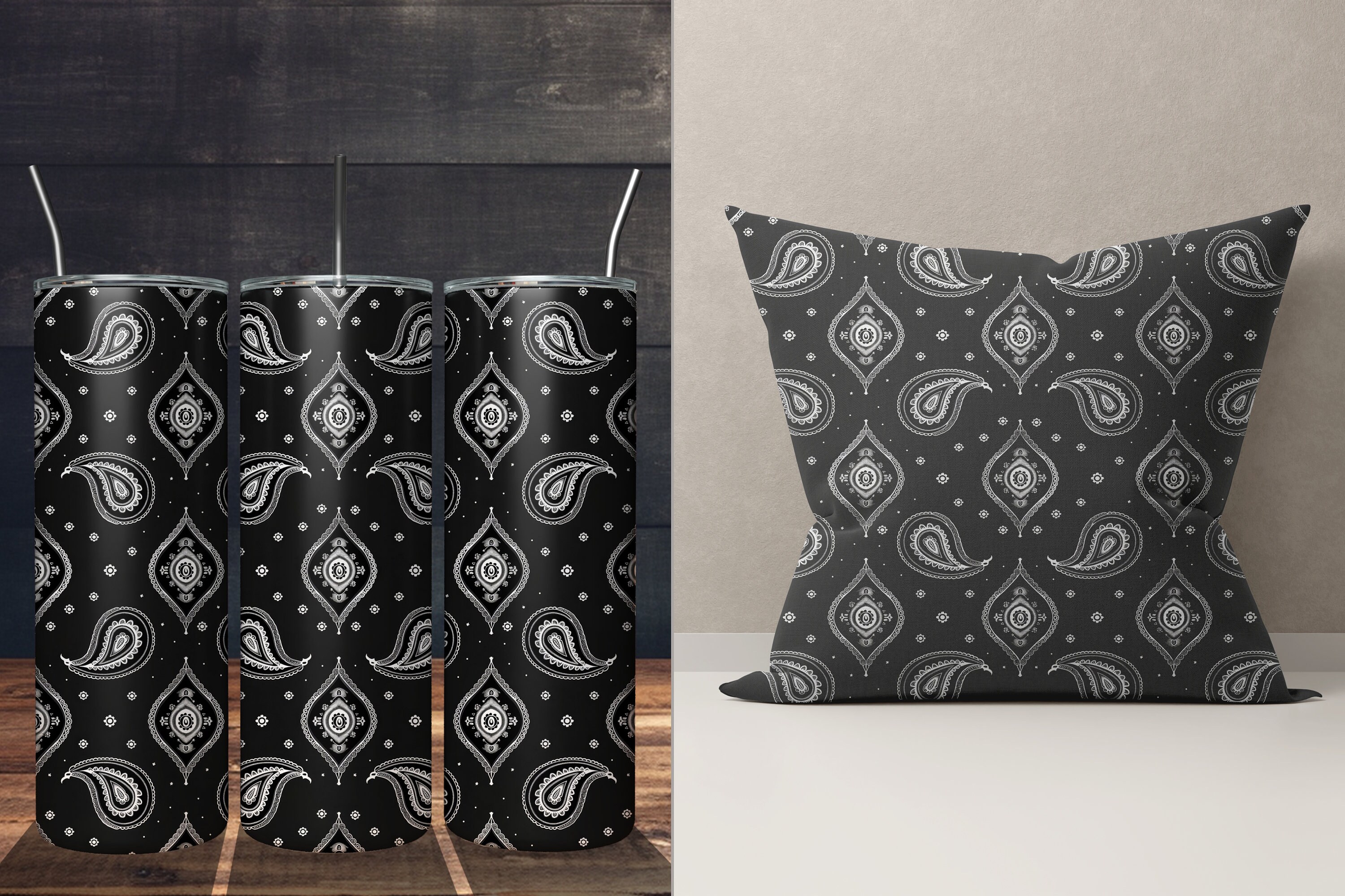 Paisley Bandana Seamless Pattern - Vintage Biker Design - Digital ...