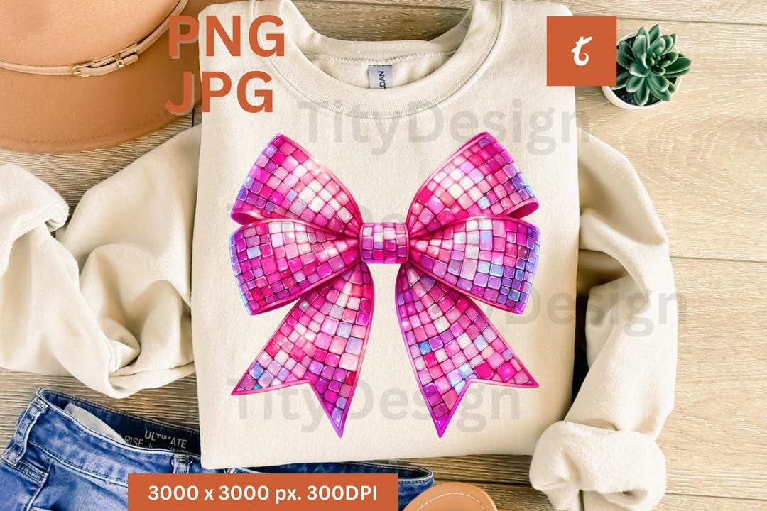 Pink Mosaic Bow Clipart PNG - Cute Digital Bow Design for Sublimation ...