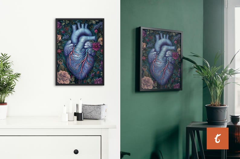 Anatomical Heart Art - Heart Anatomy Wall Art - Doctor Office Decor ...
