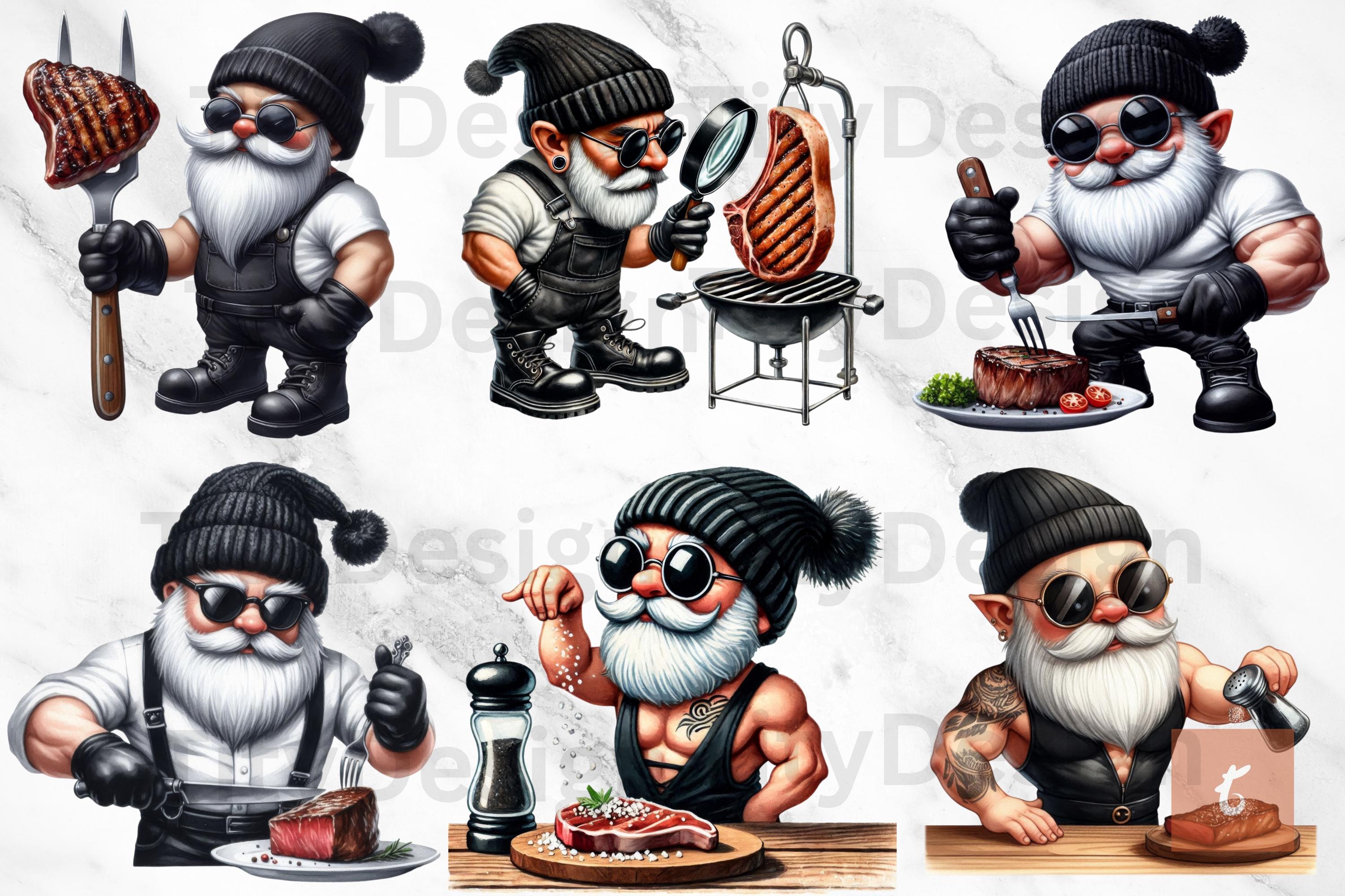 BBQ Chef Gnome Digital Clipart - Cute Grill Master Gnome Pngs for ...