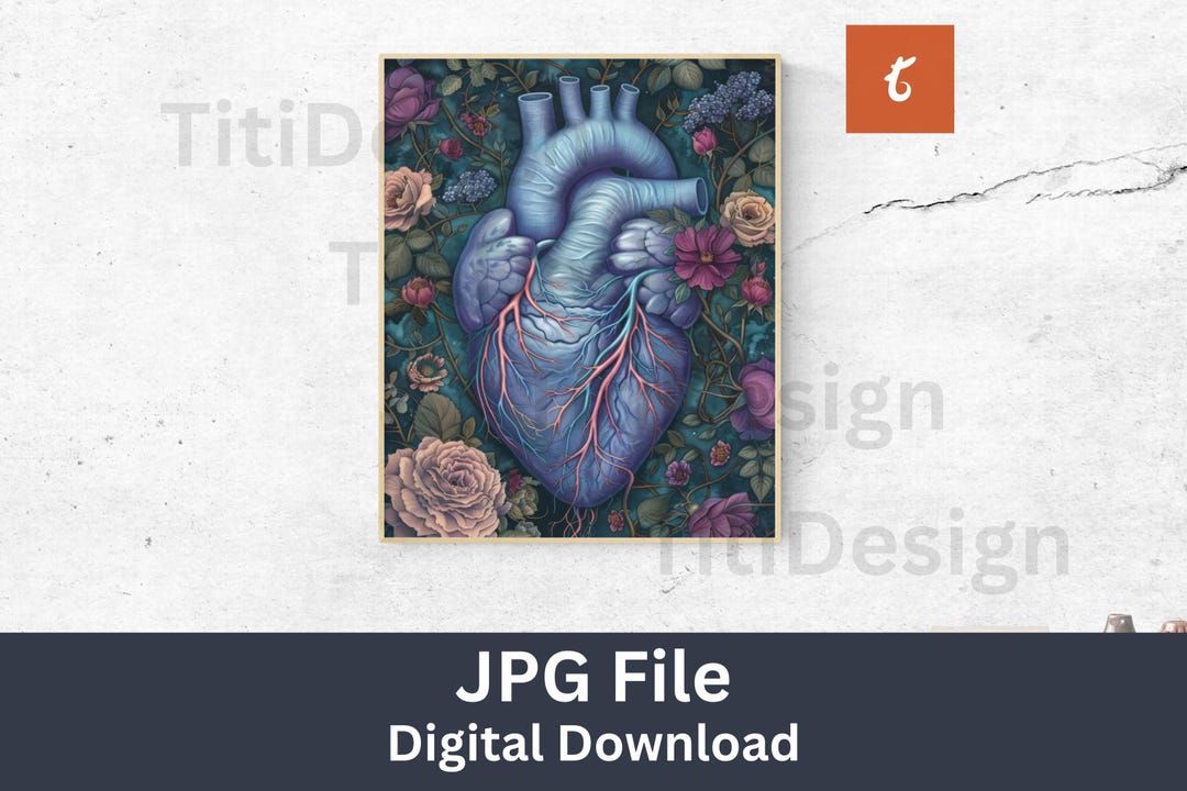 Anatomical Heart Art - Heart Anatomy Wall Art - Doctor Office Decor ...