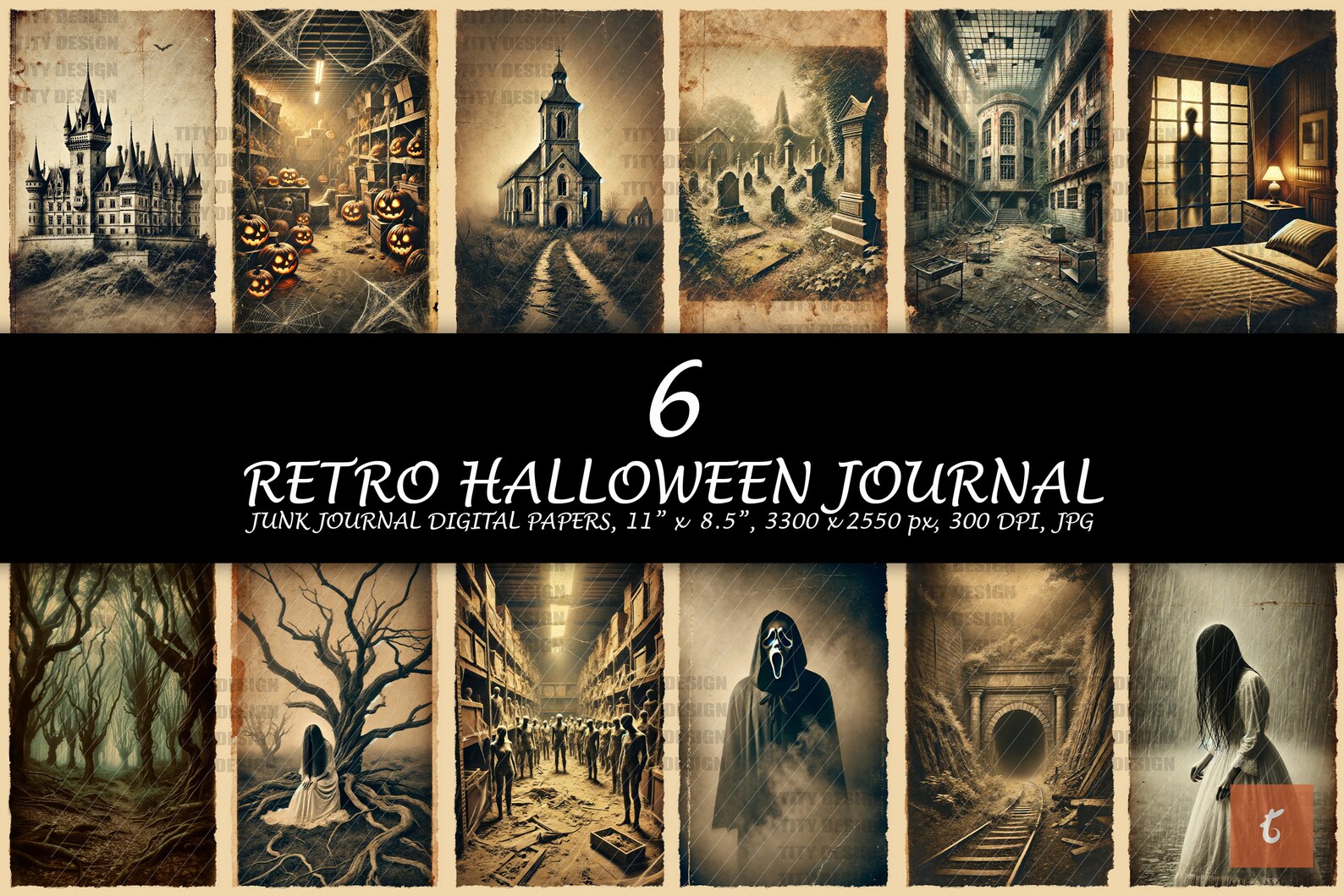 Retro Halloween Journal - Vintage Junk Journal - Watercolor Halloween ...