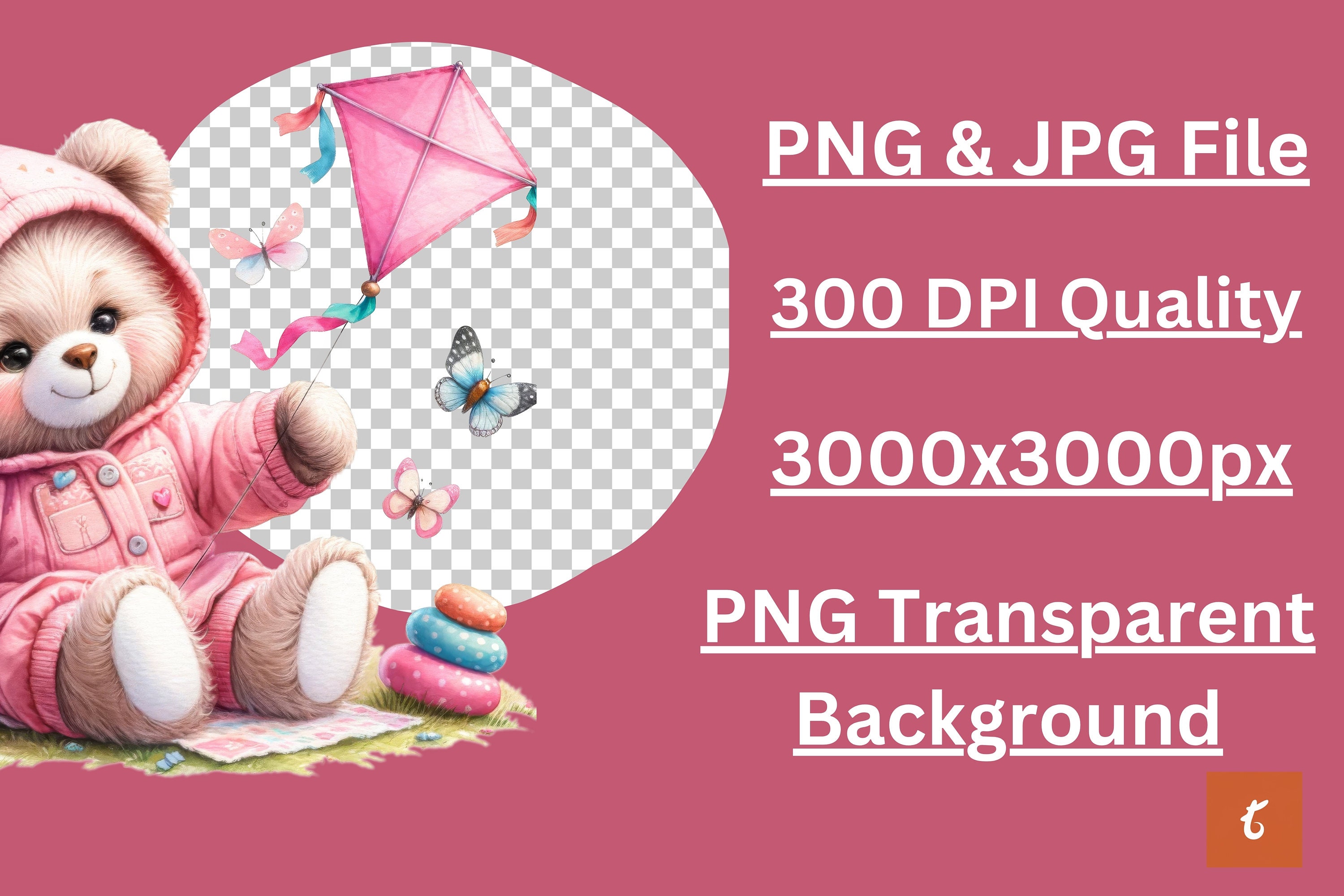 Pink Sleepy Teddy Bear Clipart Watercolor Teddy Bear Pink or Blue Cute ...