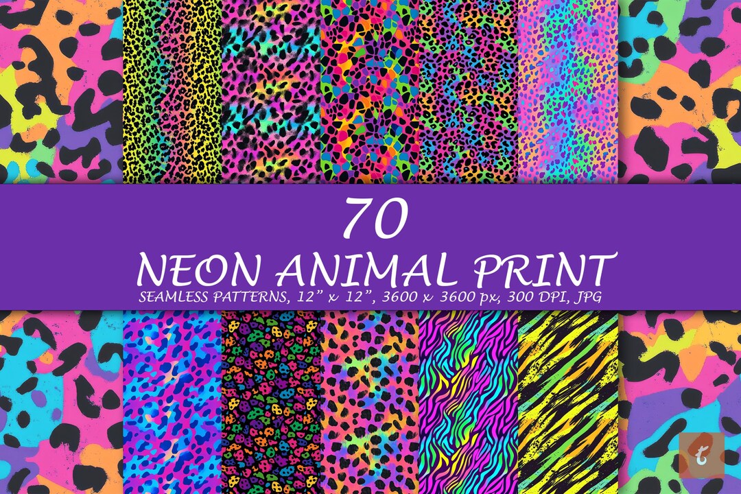Neon Leopard Seamless Pattern, Leopard Print Digital Paper, Animal ...