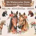 34 Watercolor Floral Horse Clipart - Horses With Flower Crown ...