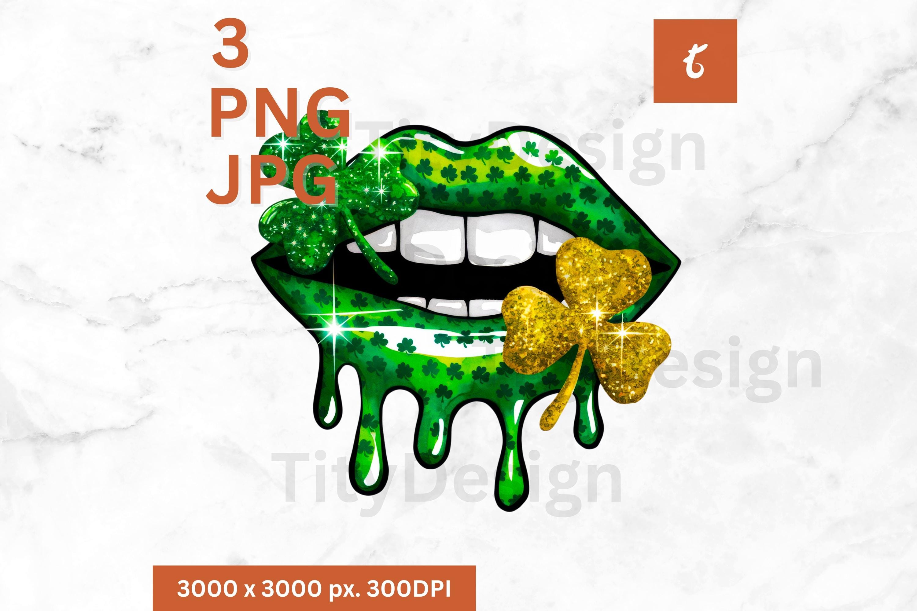 Green Lips Drip Png - Dripping Lips With Shamrock Sublimation - St ...