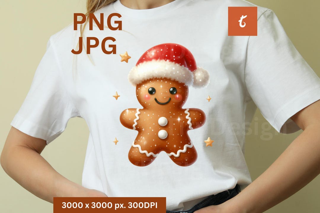 Gingerbread Man Glitter Santa Hat Clipart - Sparkly Christmas PNG ...