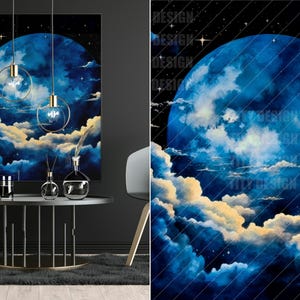 Starry Night Digital Paper - 50 Blue Watercolor Texture - Night Sky ...