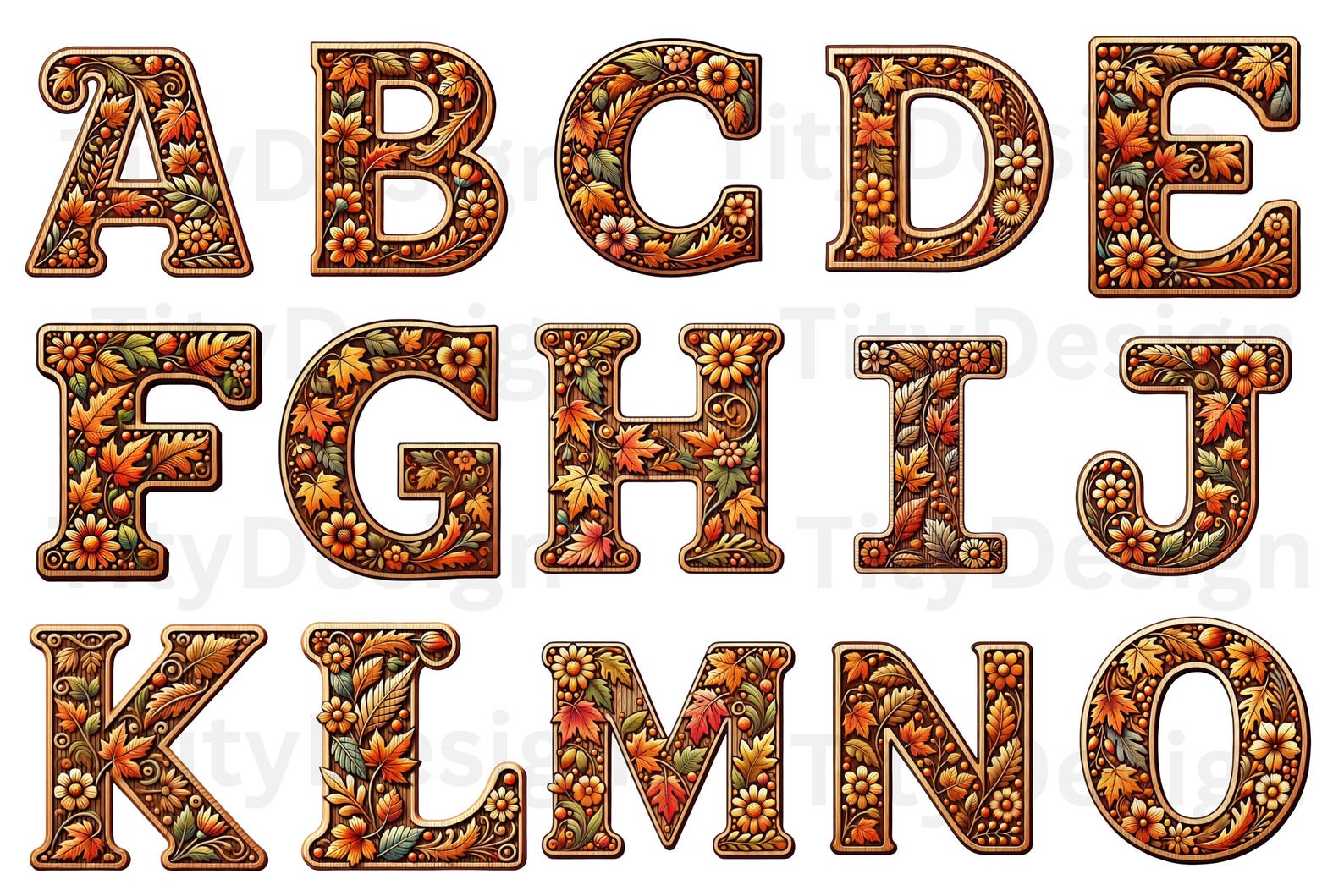 Autumn Alphabet Png - Fall Seasonal Letter Clipart - Autumn Wood Letter ...