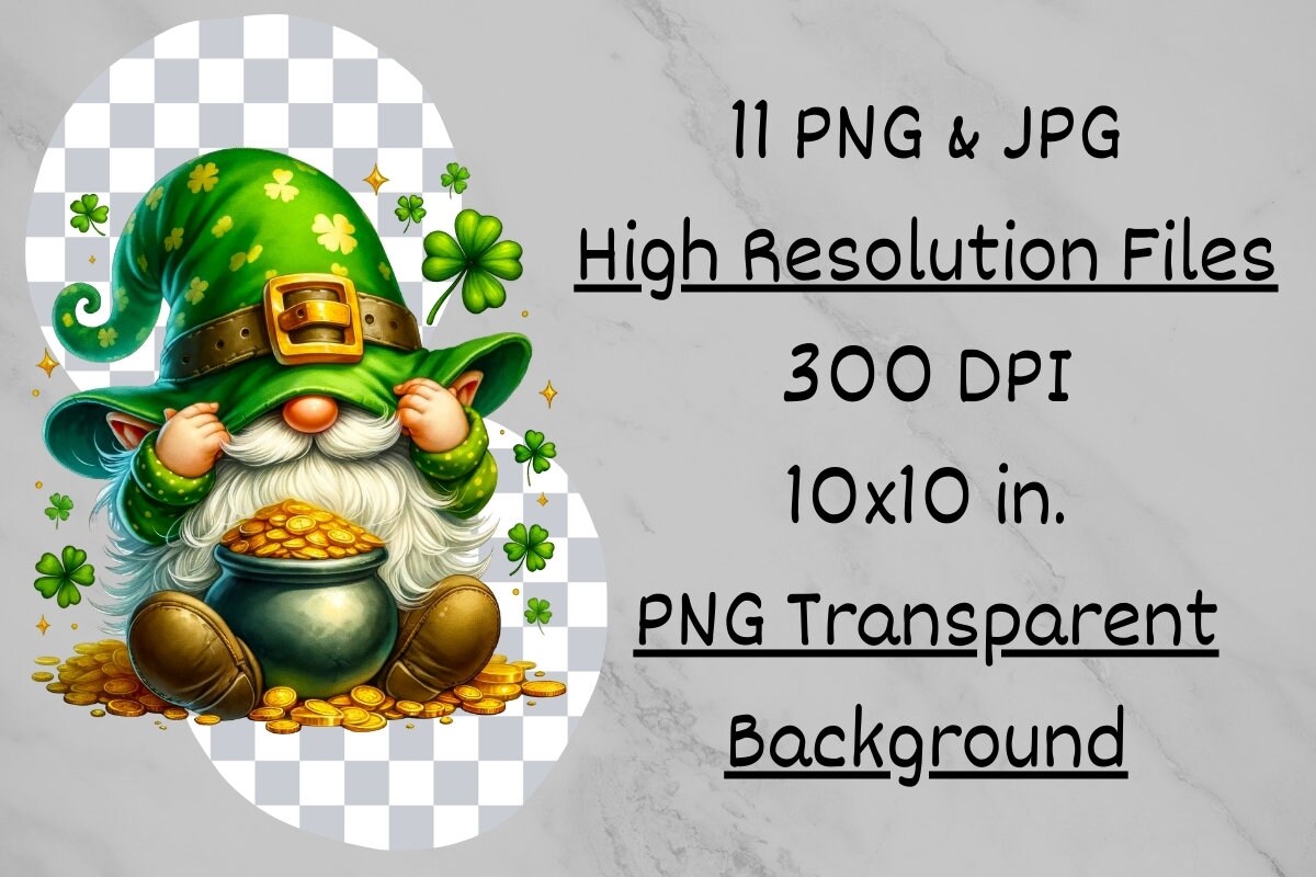 11 Watercolor Saint Patrick Gnomes Clipart - Lucky Green Shamrock ...