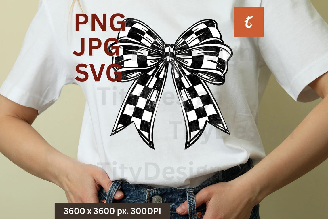 Checkered Bow Clipart - Race Day PNG - Coquette Bow SVG Sublimation ...