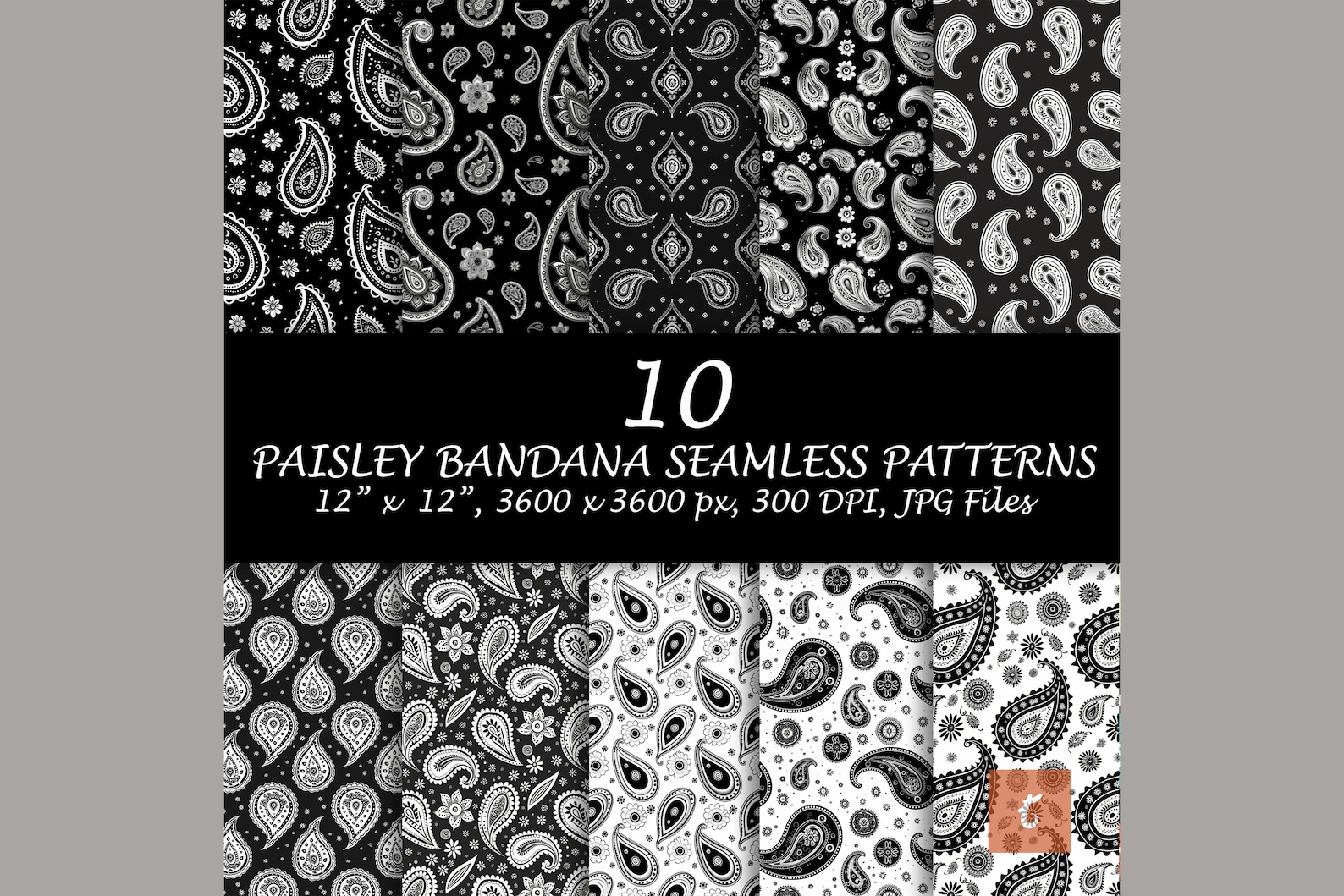 Paisley Bandana Seamless Pattern - Vintage Biker Design - Digital ...