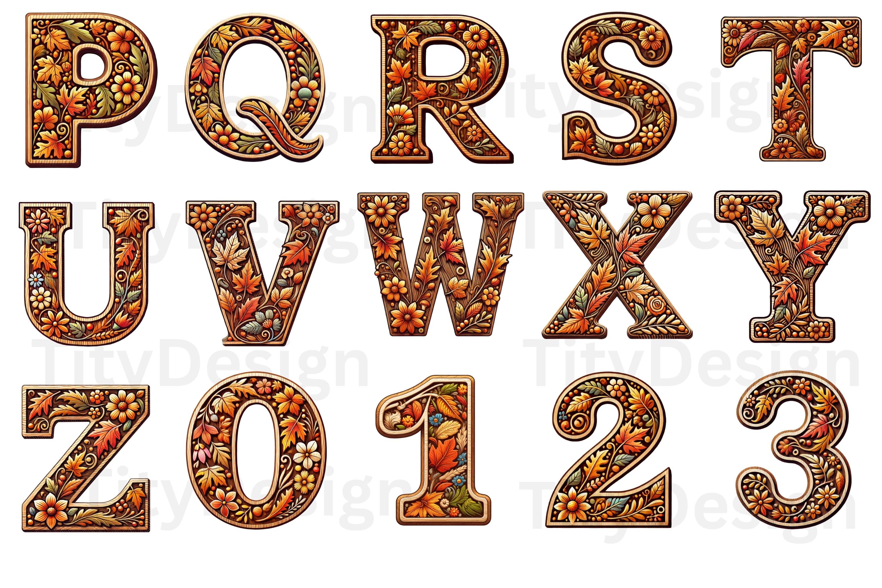 Autumn Alphabet Png - Fall Seasonal Letter Clipart - Autumn Wood Letter ...
