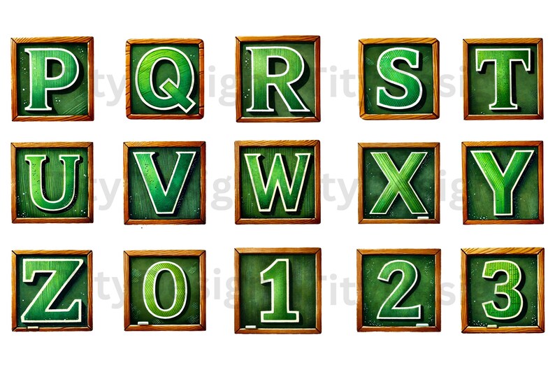 Chalkboard Alphabet Clipart - Chalk Style Letters and Numbers PNG ...